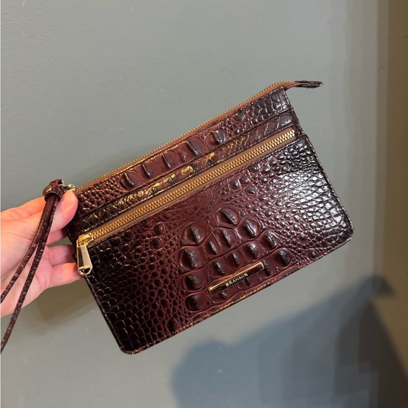 Brahmin | Bags | Brahmin Vida Wristlet In Chocolate Brownblack ...